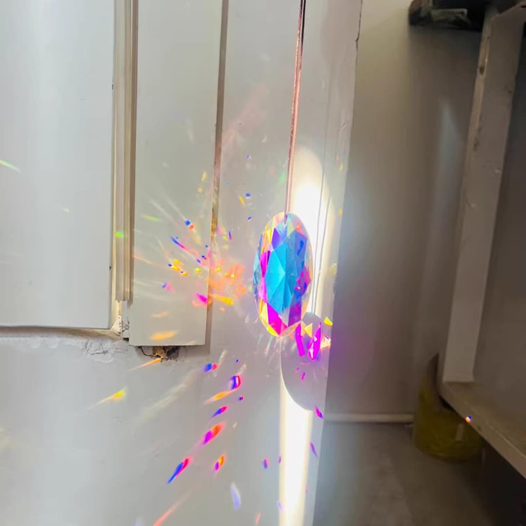Crystal Rainbow Prism Pendant,suncatcher,oval Colorful Window Wind ...