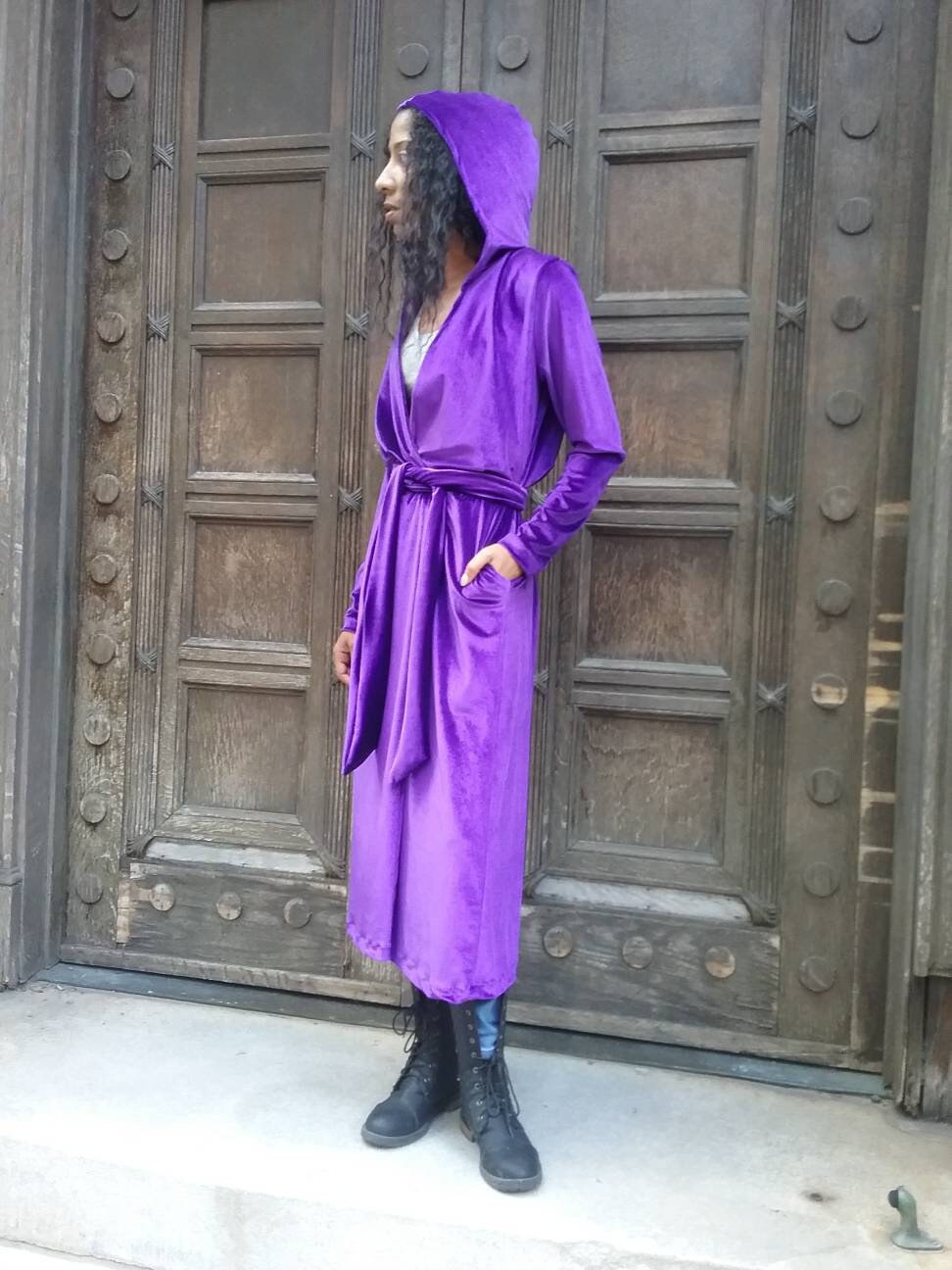 Purple Velvet Duster Hoodie - Etsy
