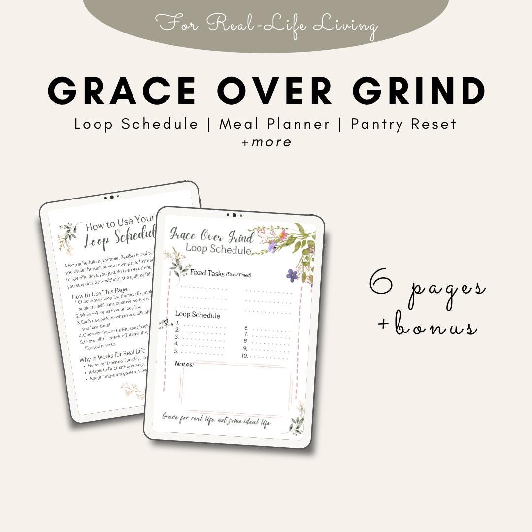 Grace Over Grind Mom Bundle | Printable Meal Planner, Loop Schedule ...