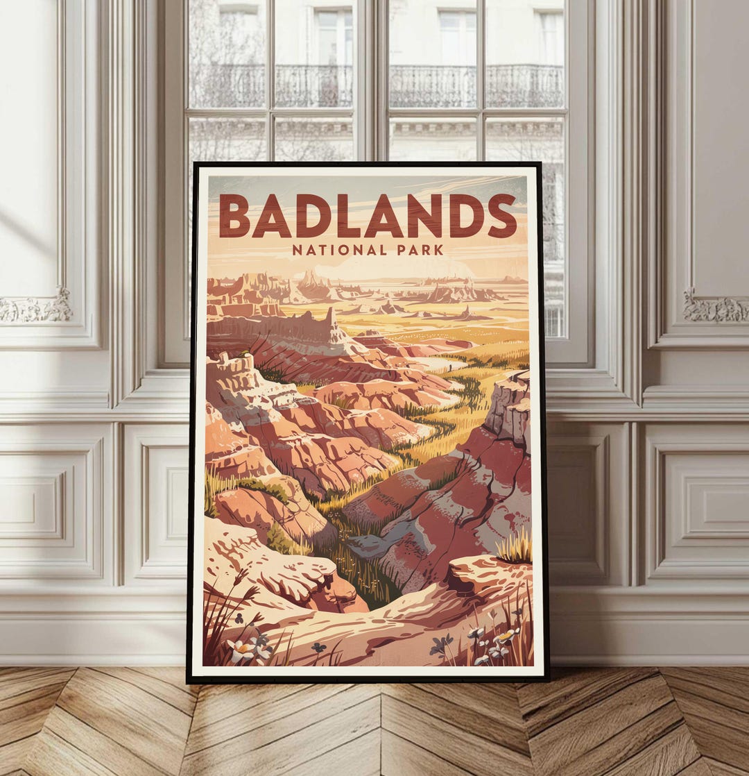 Badlands National Park Poster, Badlands Travel Poster, South Dakota ...