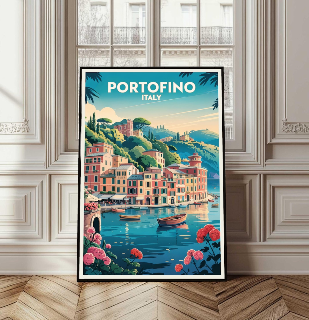 Portofino Poster, Portofino Travel Poster, Portofino Italy Print, Italy ...