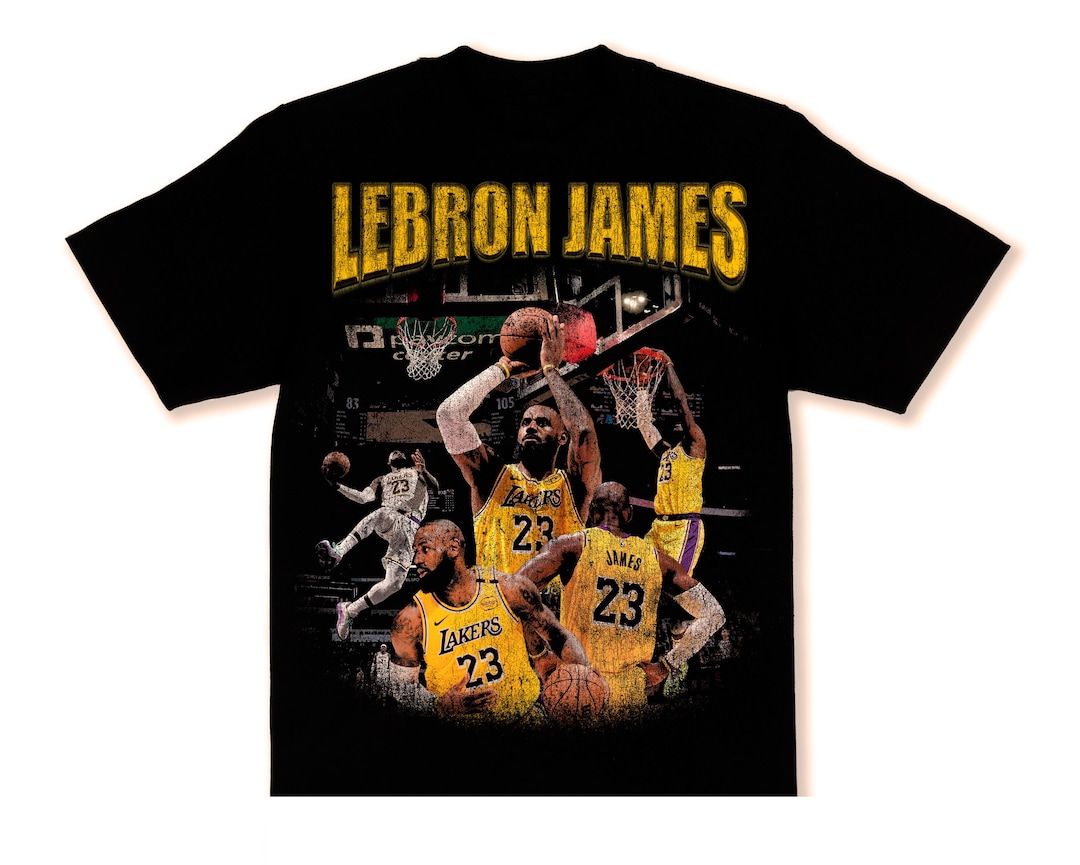 Lebron James Vintage T-shirt Design | Lakers Retro Basketball Art ...