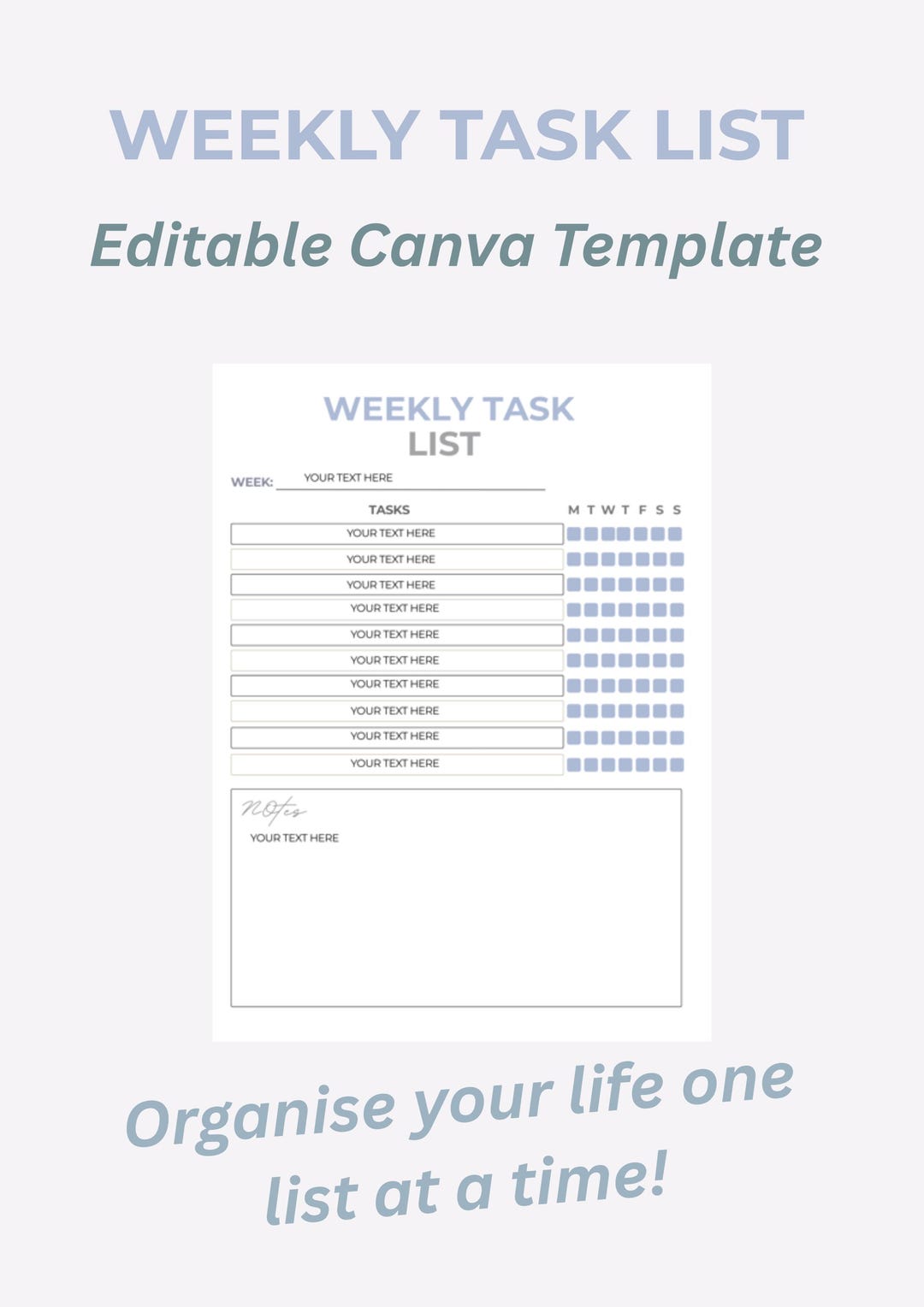 Editable Weekly Task List | Printable A4 Canva Template | Minimal To-do ...