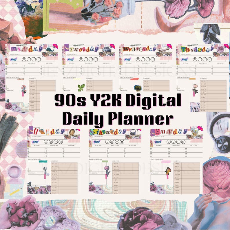 90s Digital Planner – Retro Aesthetic Printable Planner PDF, Cute Y2K ...
