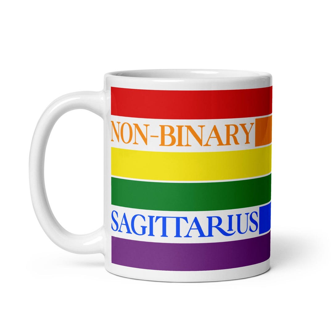 Non-binary SAGITTARIUS Pride Flag Heart Mug | Star Sign | Coffee Mug ...
