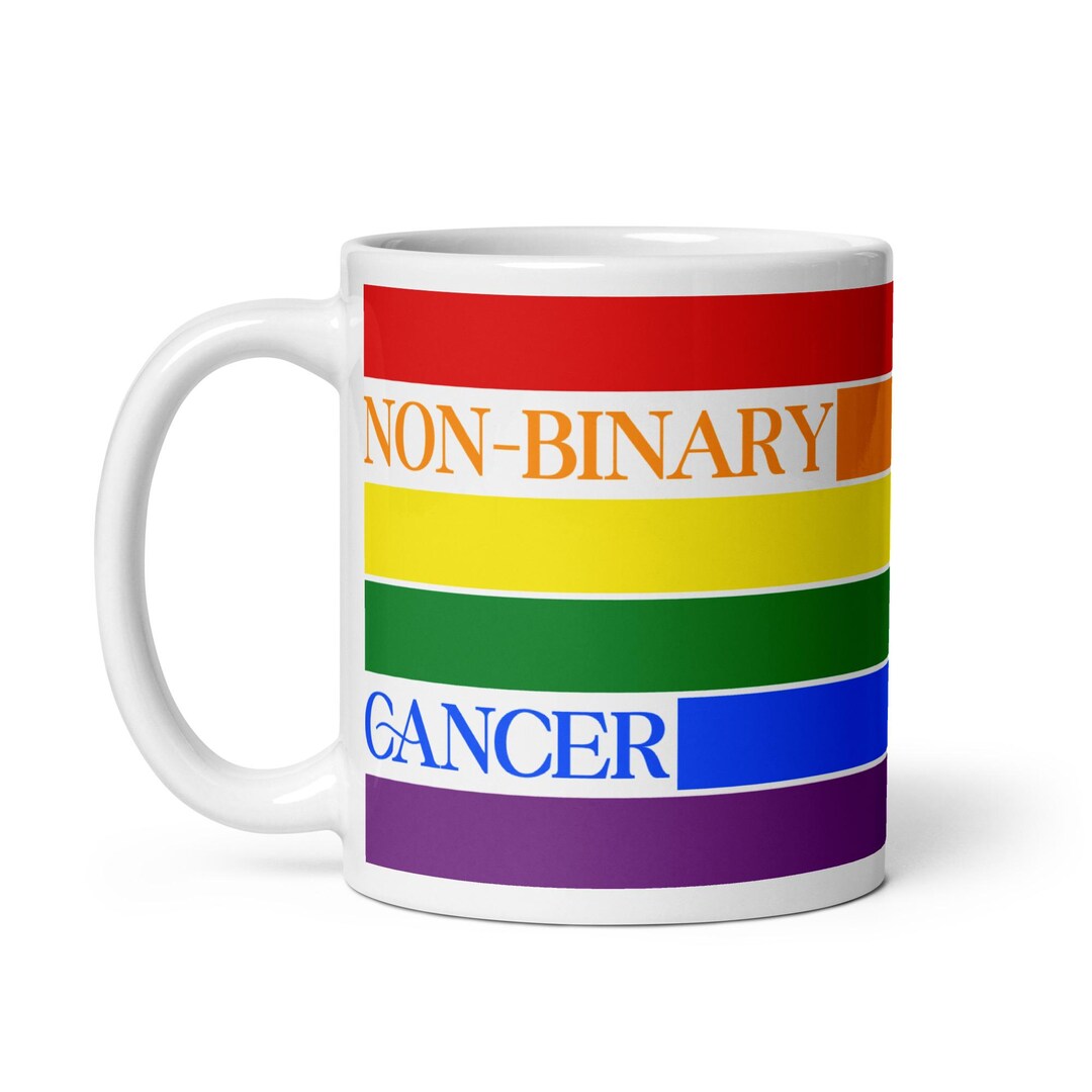 Non-binary CANCER Pride Flag Heart Mug | Star Sign | Coffee Mug | Tea ...