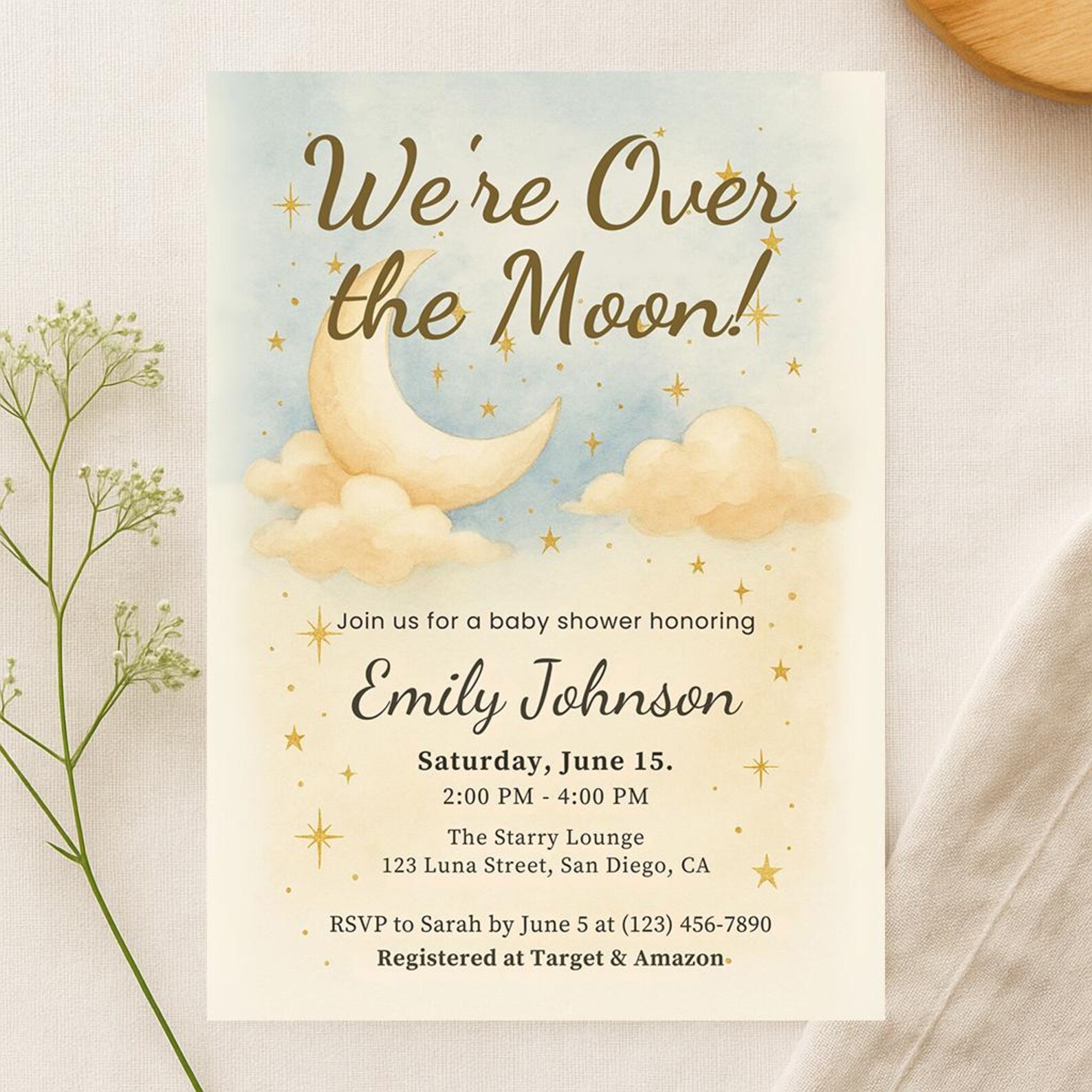 BABY SHOWER- Over the Moon - Invitation Template - Etsy