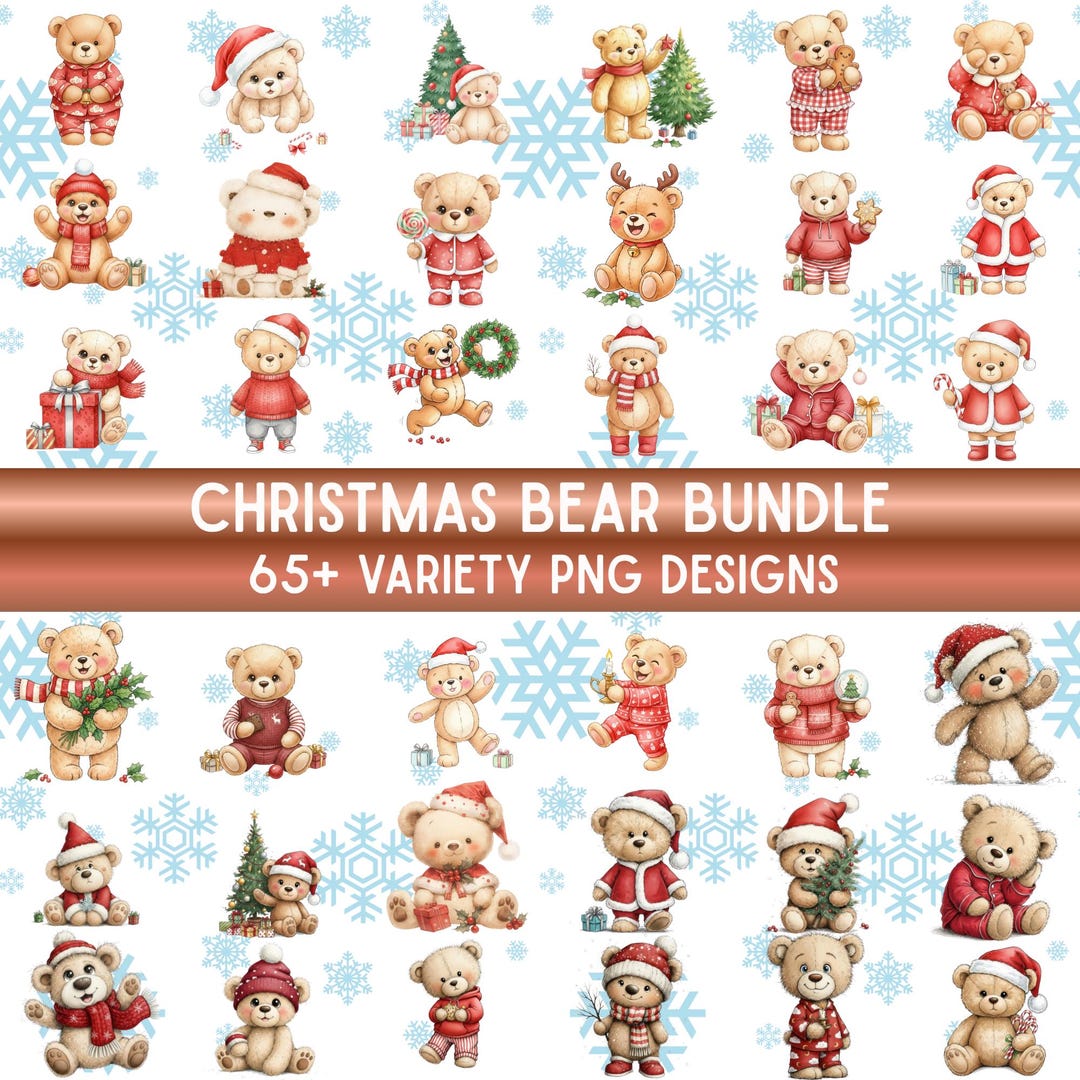 Vintage Christmas Bears PNG Bundle (digital Download) - Etsy