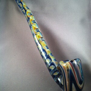 Functional Art Glass Spiked Gandalf Pipe Glass Wizard Pipe Blue Yellow ...
