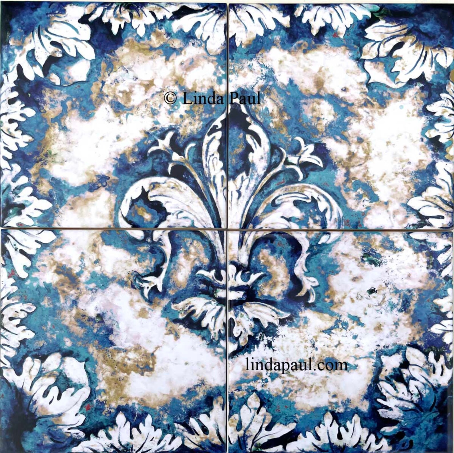 Fleur De Lis Tile Backsplash Kitchen Mural - French Country Blue and ...