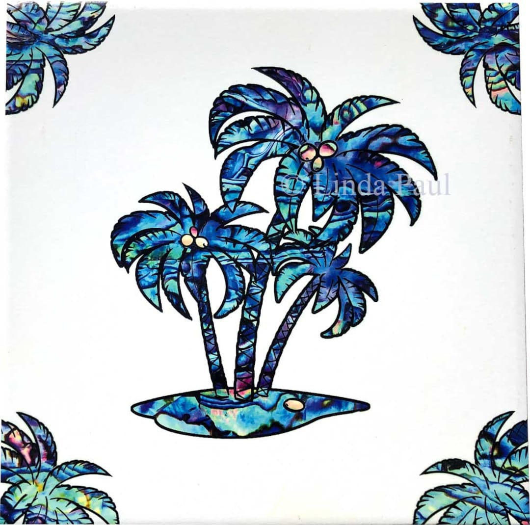 Palm Tree Tile With Sea Shell Design Kitchen Backsplash Decorative ...