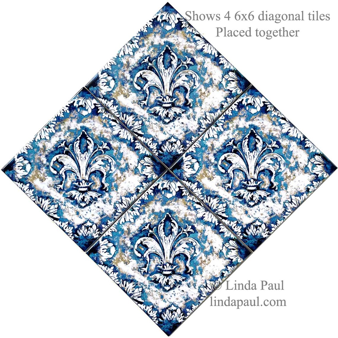 Fleur De Lis Ceramic Tiles for Kitchen or Bathroom Backsplash Diagonal ...