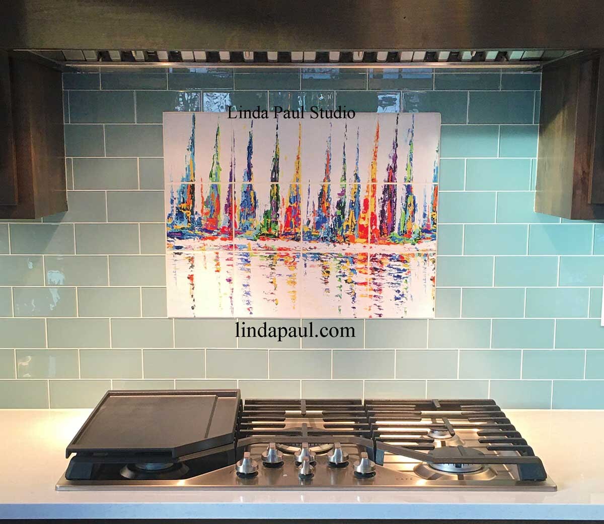 Sailboats Tile Mural Backsplash - Colorful Coastal Beach Decor Tiles 4 ...