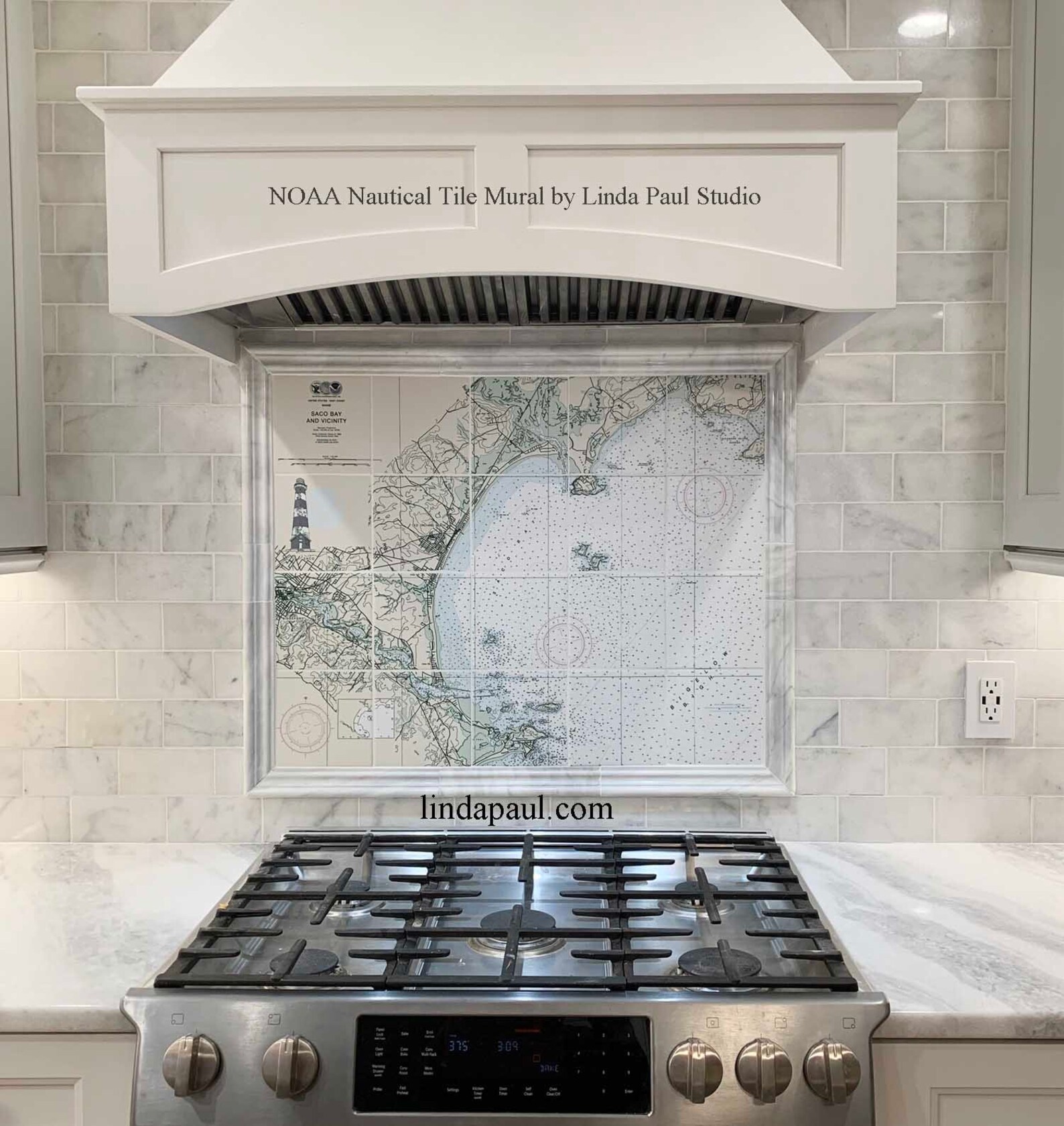 Custom Nautical Map NOAA Tile Mural Kitchen Backsplash of Your Coastal ...
