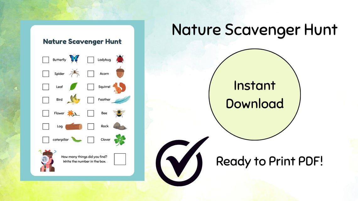 Nature Scavenger Hunt for Kids - Outdoor Adventure Printable Activity ...