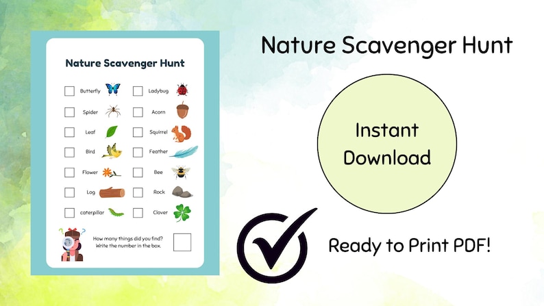 Nature Scavenger Hunt for Kids - Outdoor Adventure Printable Activity ...