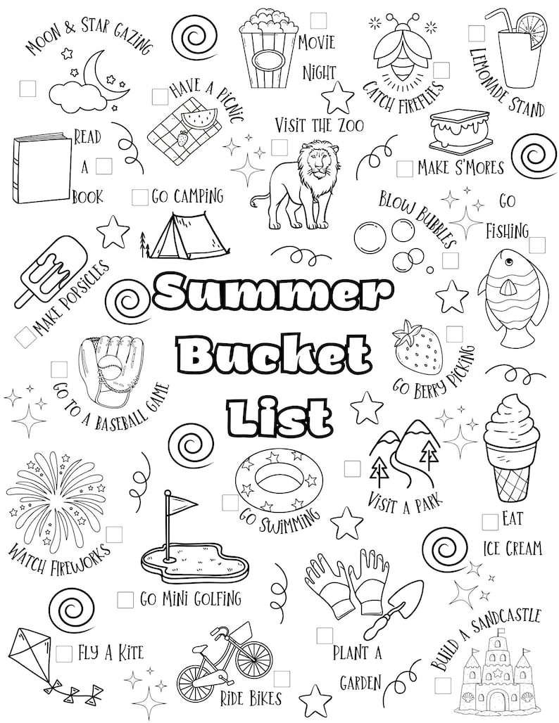 Summer Bucket List -> Summer Bucket List Printable -> Coloring Bucket ...