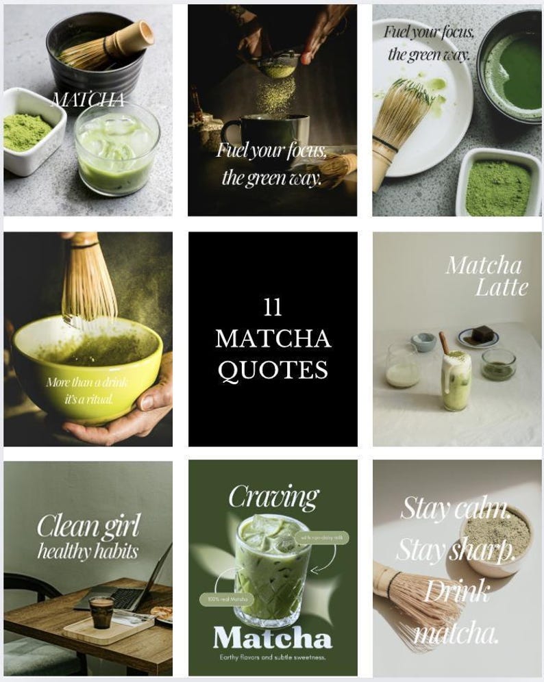 11 MATCHA QUOTES - Etsy