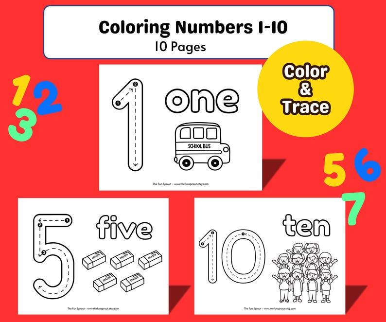Coloring Numbers 1-10: for Preschool, Daycare, Kindergarten, Homeschool ...