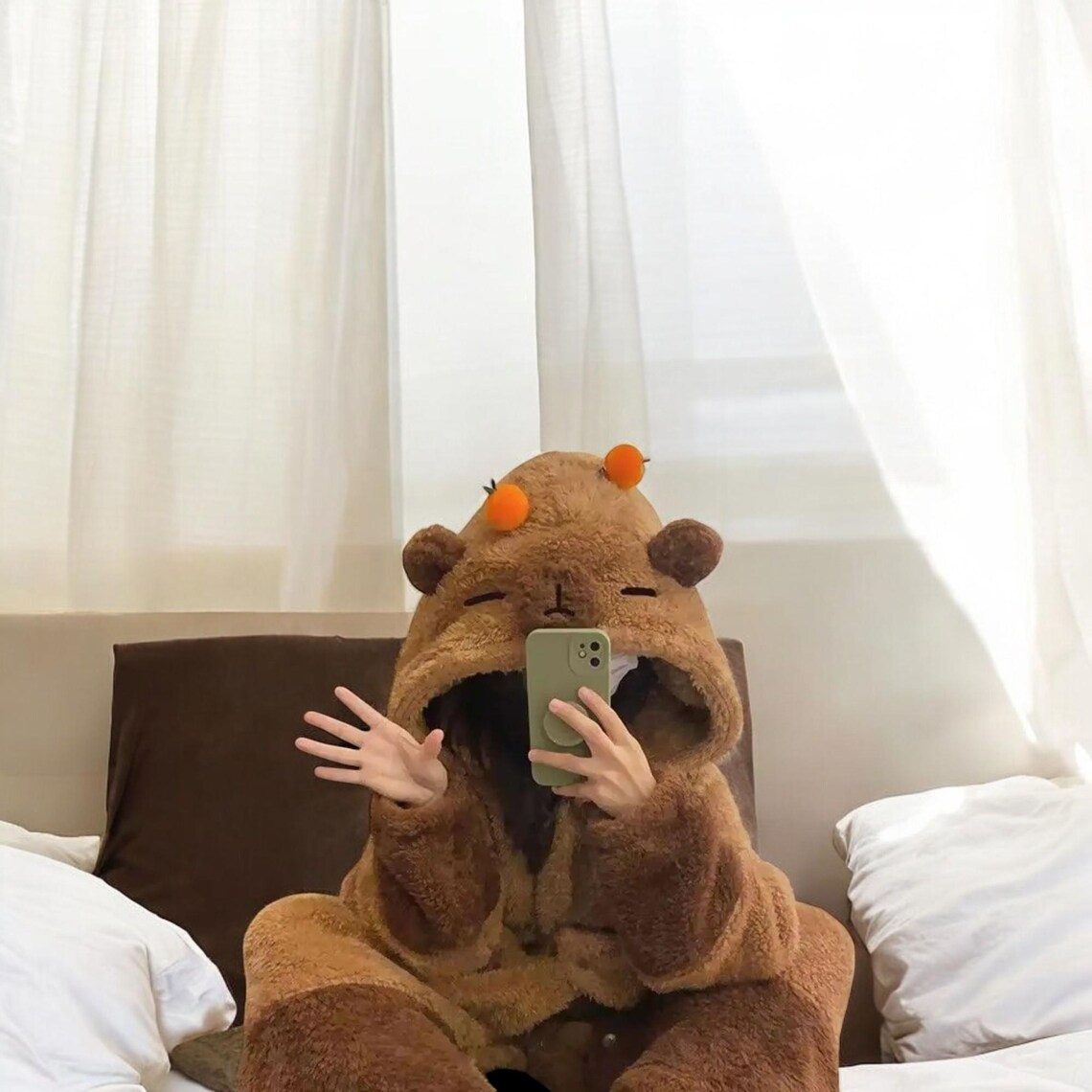 Cute Capybara Hooded Pajama Robe for Women – Warm Fluffy Loungewear ...