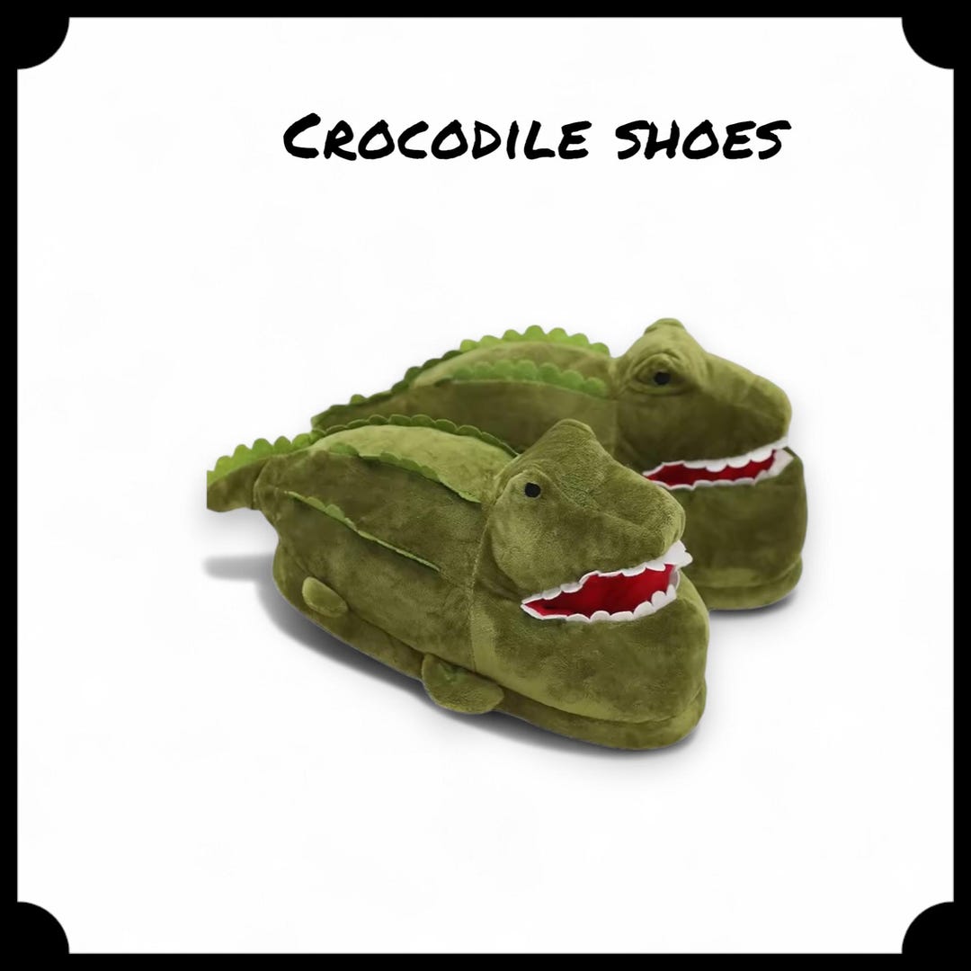 Funny Crocodile Slippers for Kids & Adults | Plush Animal House Shoes ...