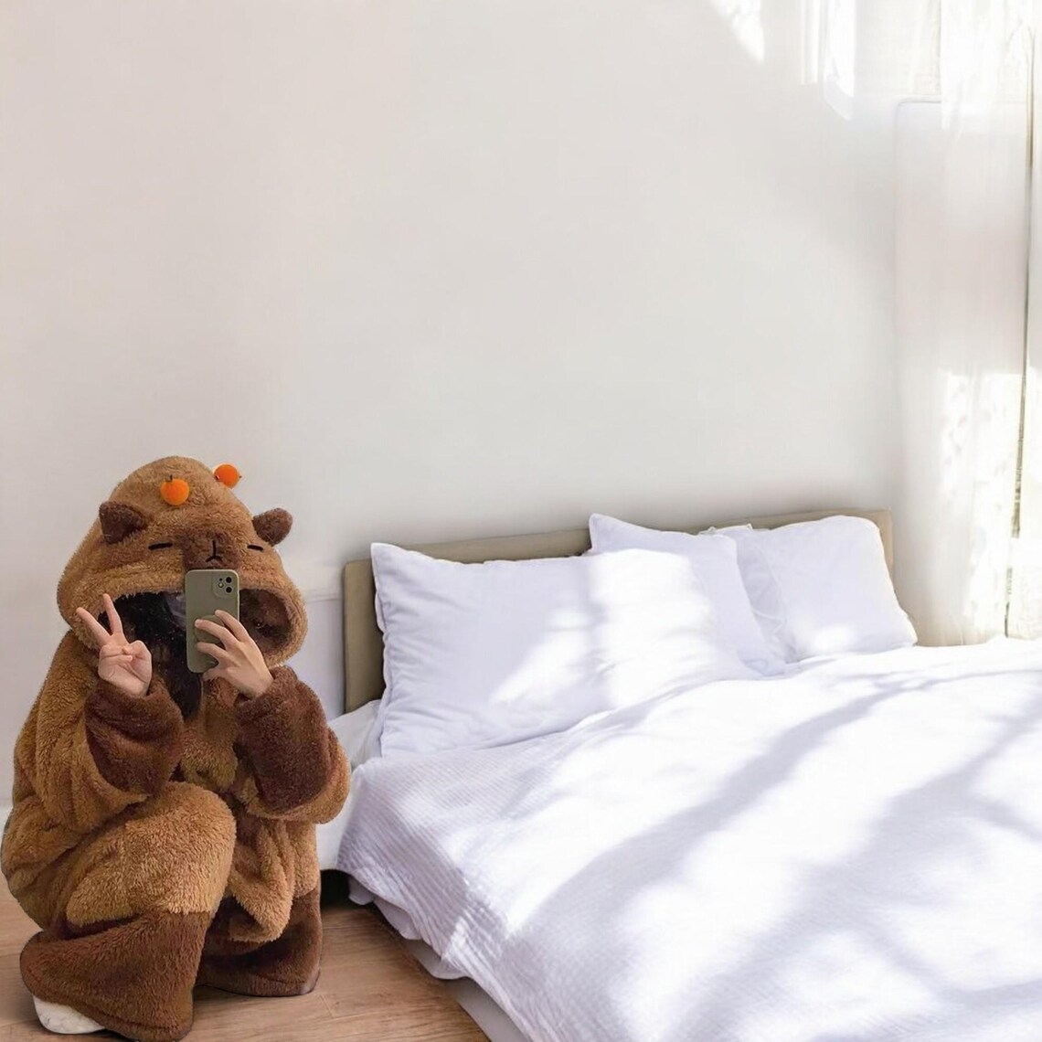 Cute Capybara Hooded Pajama Robe for Women – Warm Fluffy Loungewear ...