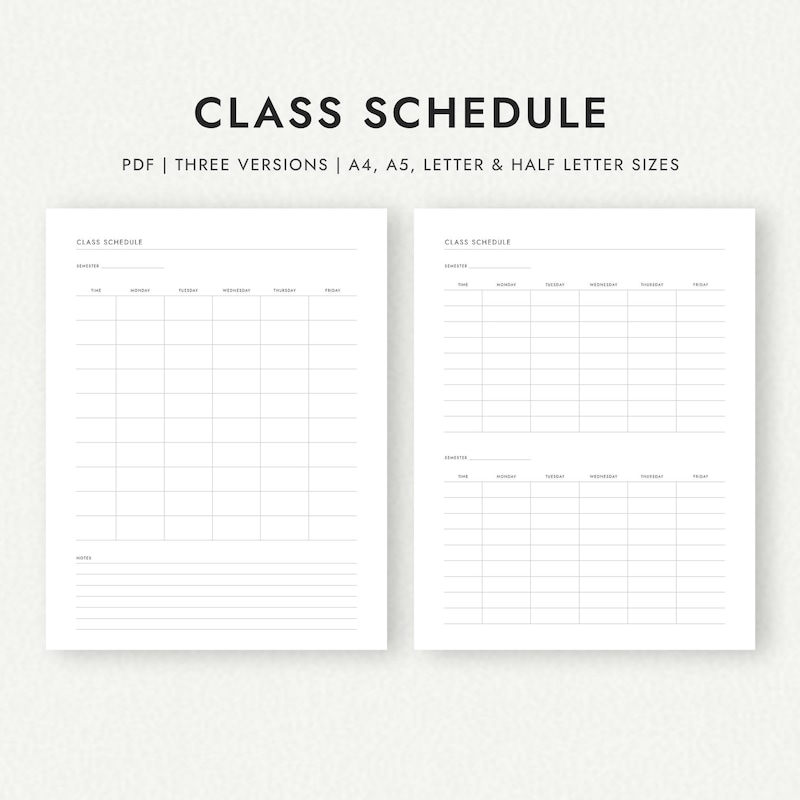 School Timetable Printable - Etsy