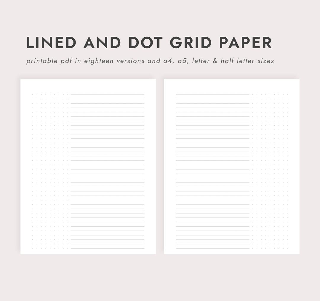 2/3 Lined 1/3 Dot Grid Paper: 5-10mm Spacing - A4/a5/letter/half Letter ...