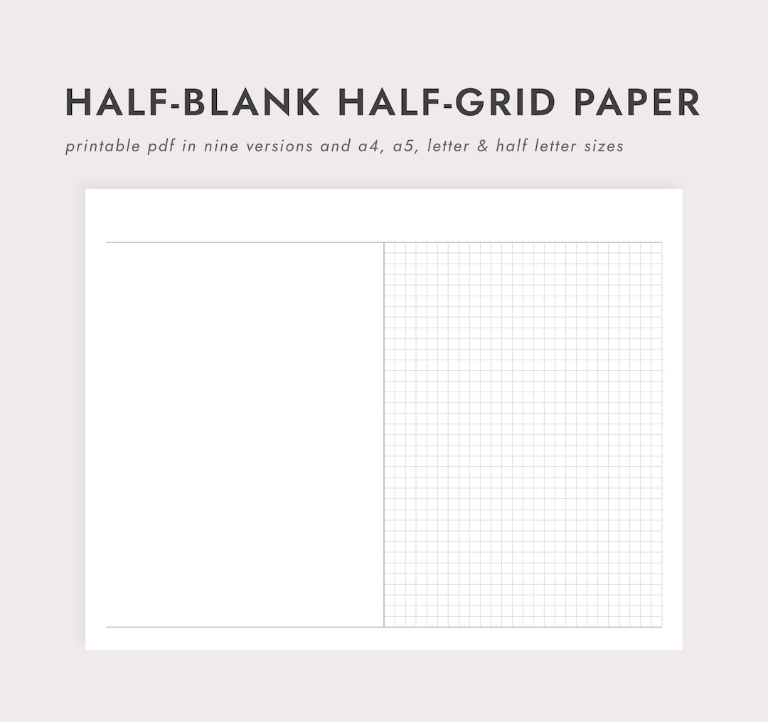 Landscape Half-grid Half-blank Note Paper: 2-10mm Spacing - A4/a5 ...