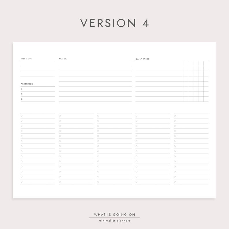 Work Week to Do List, PDF Printable Planner, Instant Download, A4 ...