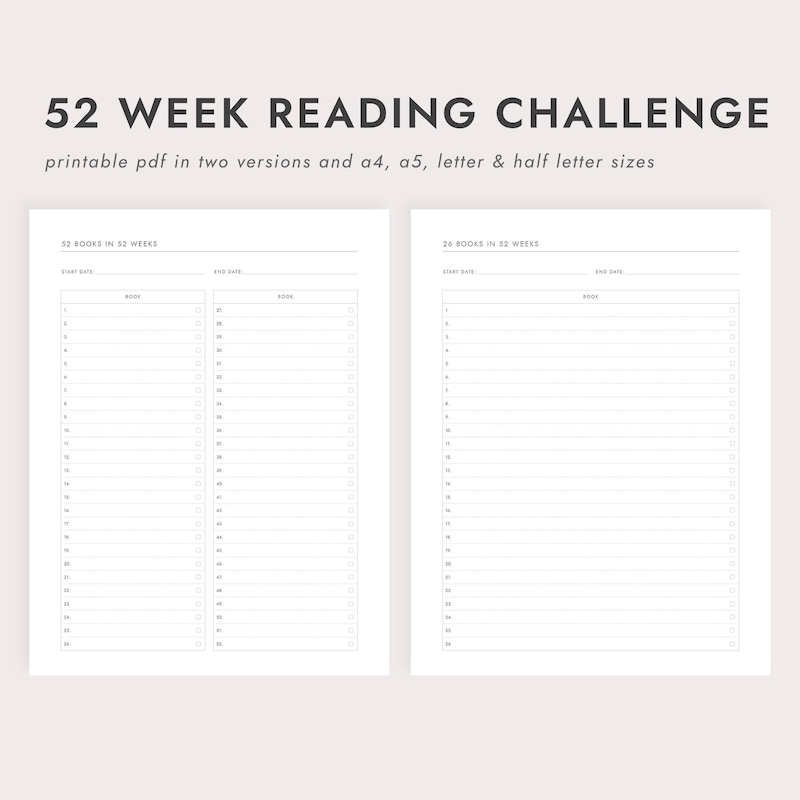 52 Week Calendar Pdf - Etsy