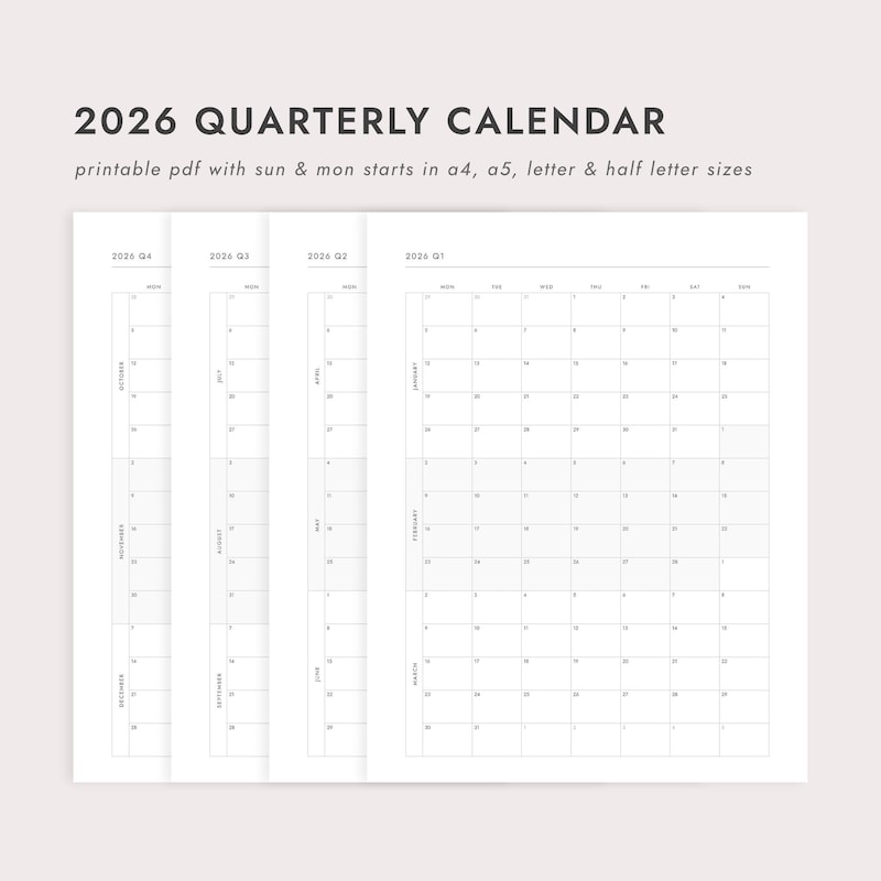Quarter Planning Calendar - Etsy