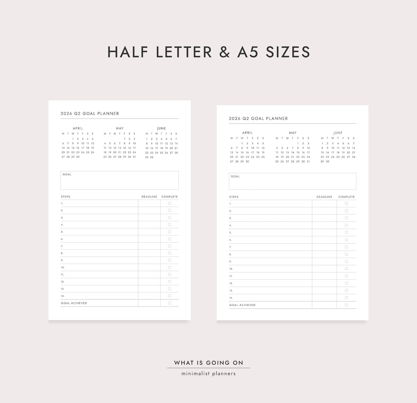 2026 Quarterly Goals Planner - A4/a5/letter/half Letter Sizes ...