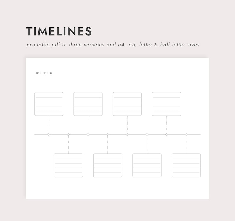 Timelines: Three Versions - A4/a5/letter/half Letter Sizes (printable ...