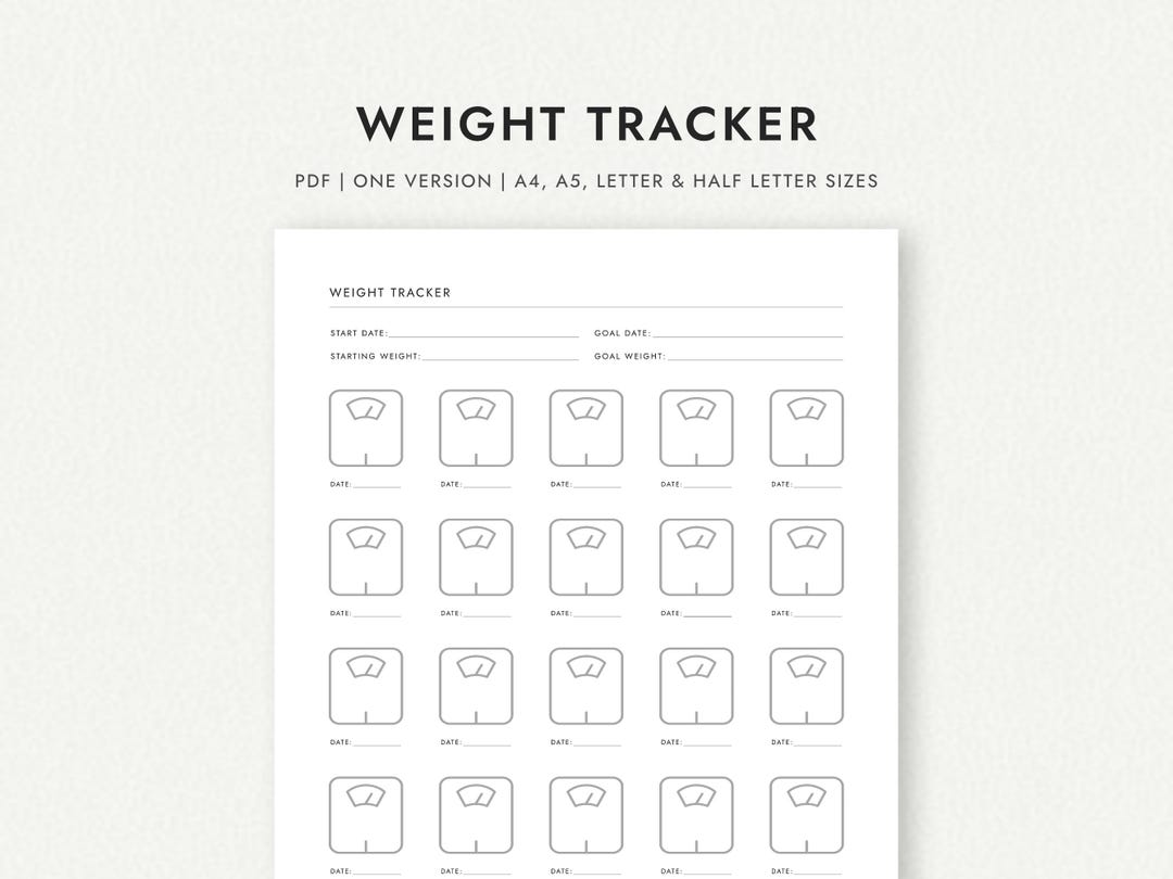 Weight Tracker - A4/a5/letter/half Letter Sizes (printable PDF Download ...