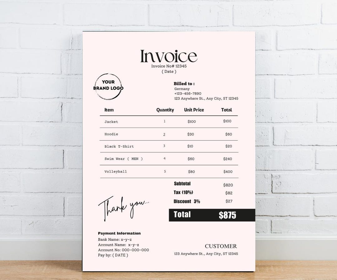 Invoice Template 2025 | Simple Editable Canva Template | Modern ...