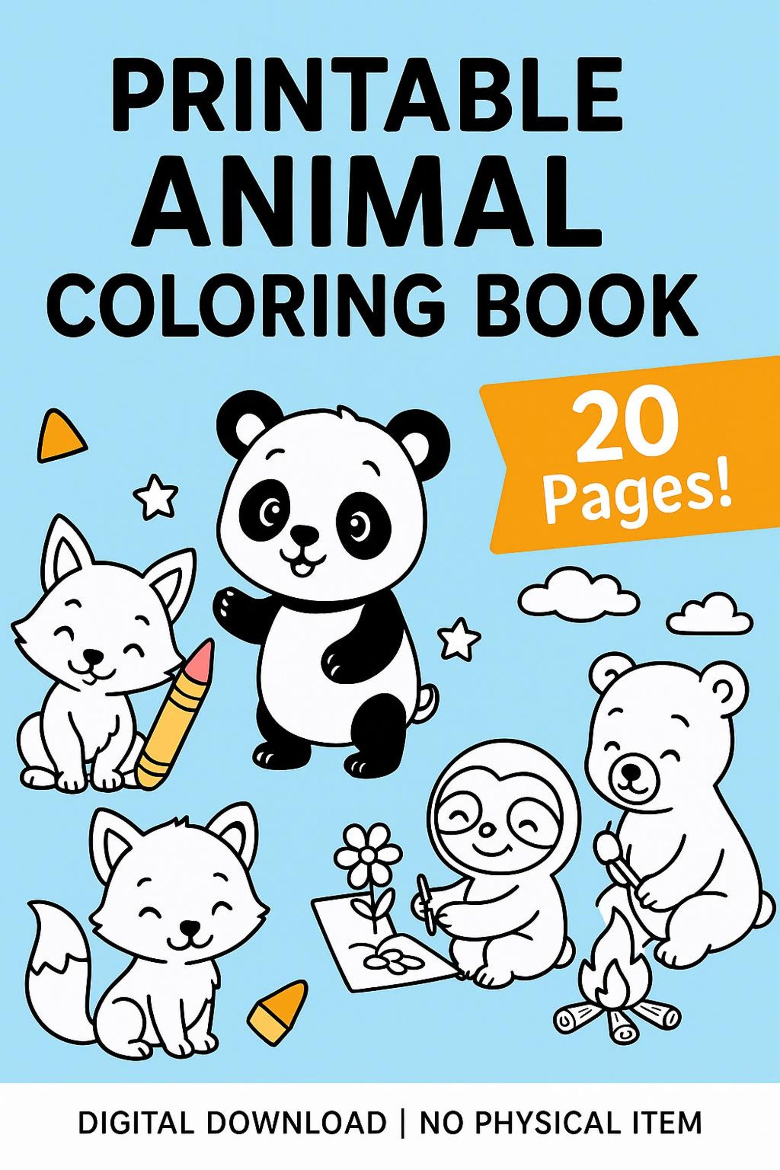 Color Me Cute! Printable Animal Coloring Pages – Fun Digital Book for ...