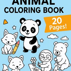 Color Me Cute! Printable Animal Coloring Pages – Fun Digital Book for ...