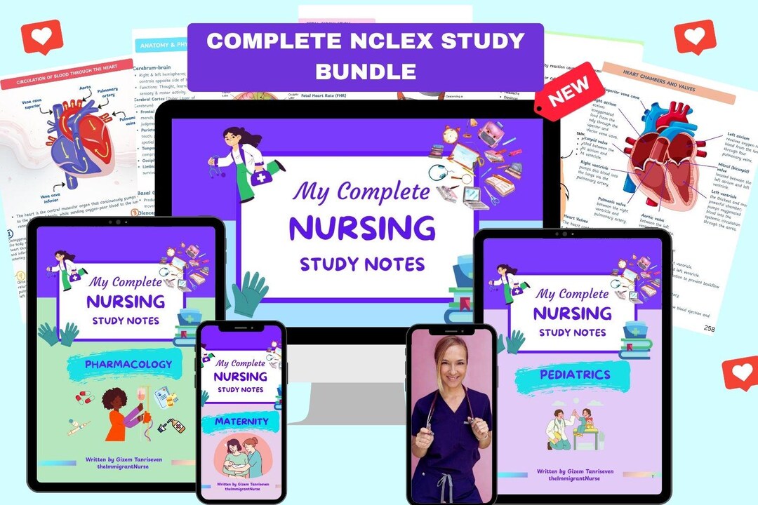 Complete Nursing School Study Bundle, NCLEX Study Notes, Fundamentals ...