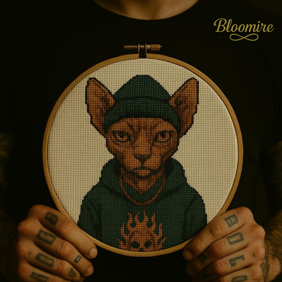 Sphynx Cat Cross Stitch Pattern – PDF Digital Chart – Tattooed Cat in ...