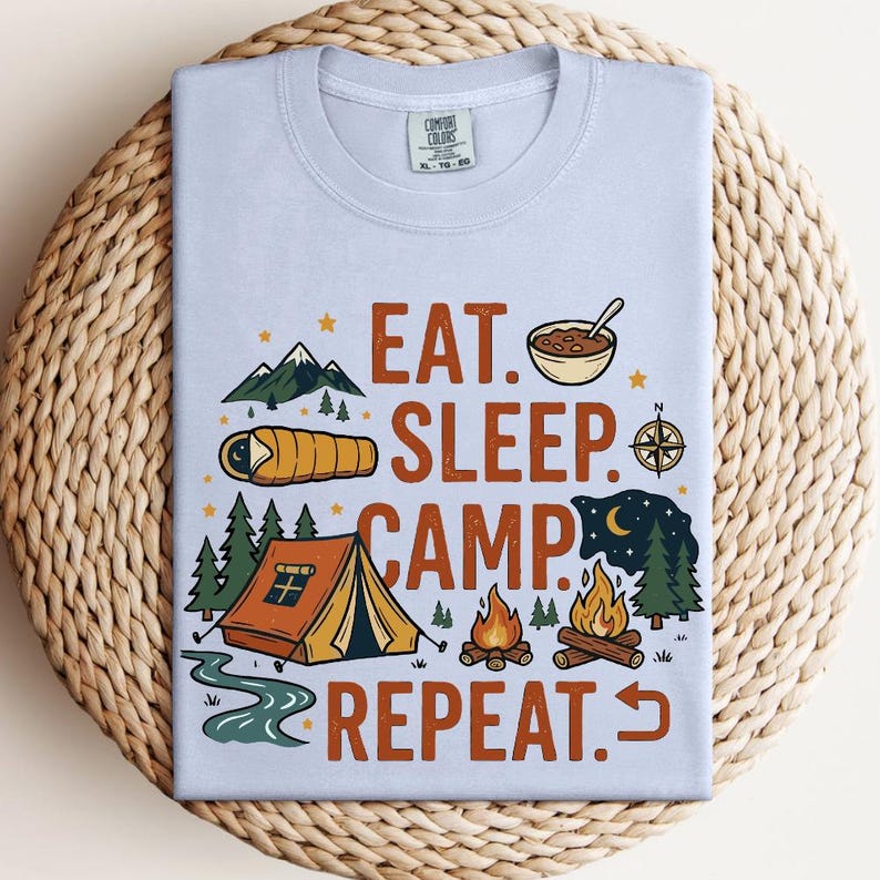 Eat Sleep Camp Repeat Hiking Outdoors Adventure Inspirational Quote ...
