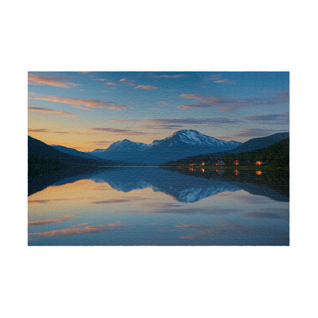 Scenic Puzzle, Snowy Mountain and Twilight Sky Jigsaw Puzzle, Calming ...