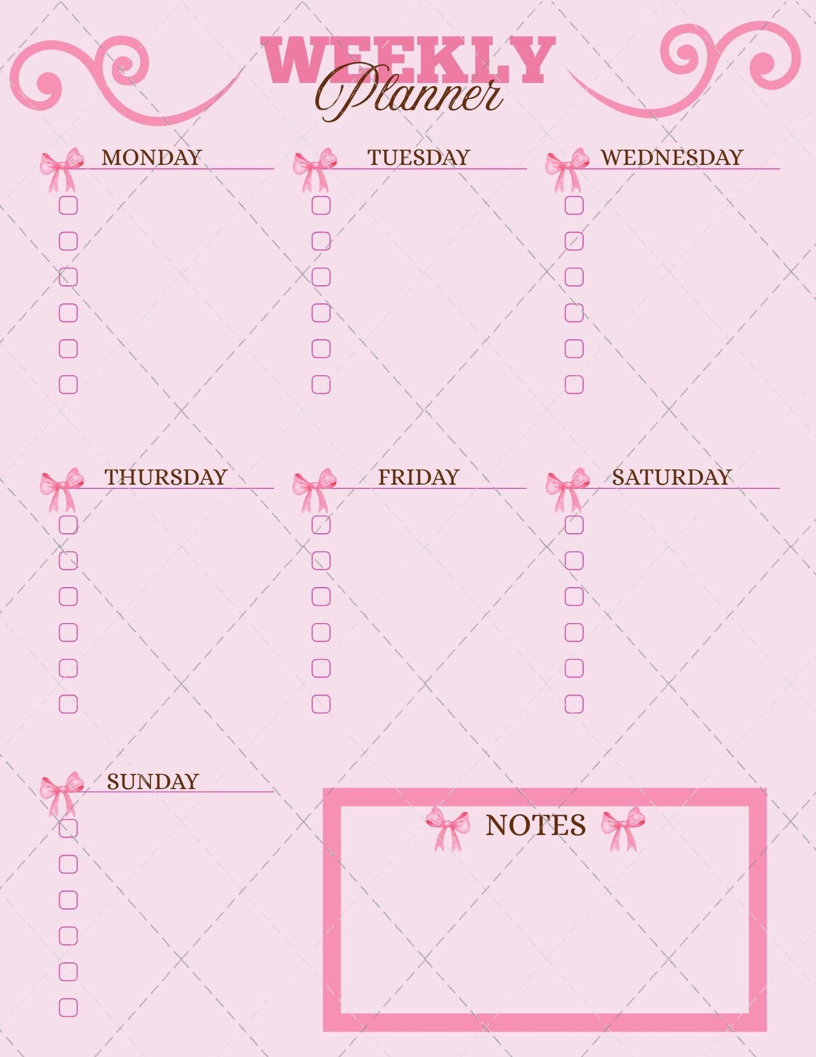 Pink Weekly Planner - Etsy