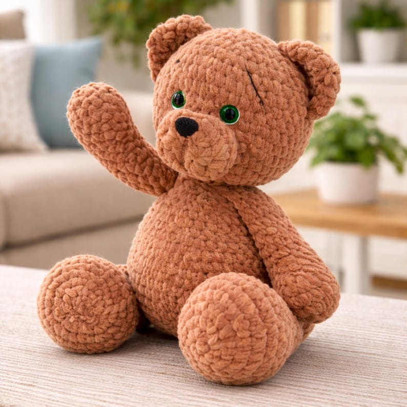 Crochet Pattern Amigurumi Bear - Chunky Chenille Teddy With Heart - Etsy