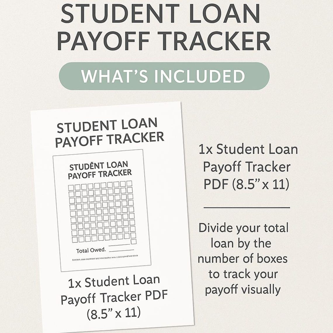 Student Loan Payoff Tracker Printable | Debt Repayment Chart ...