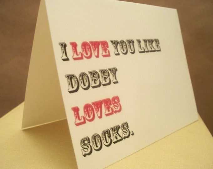 Dobby Loves Socks Card - Etsy