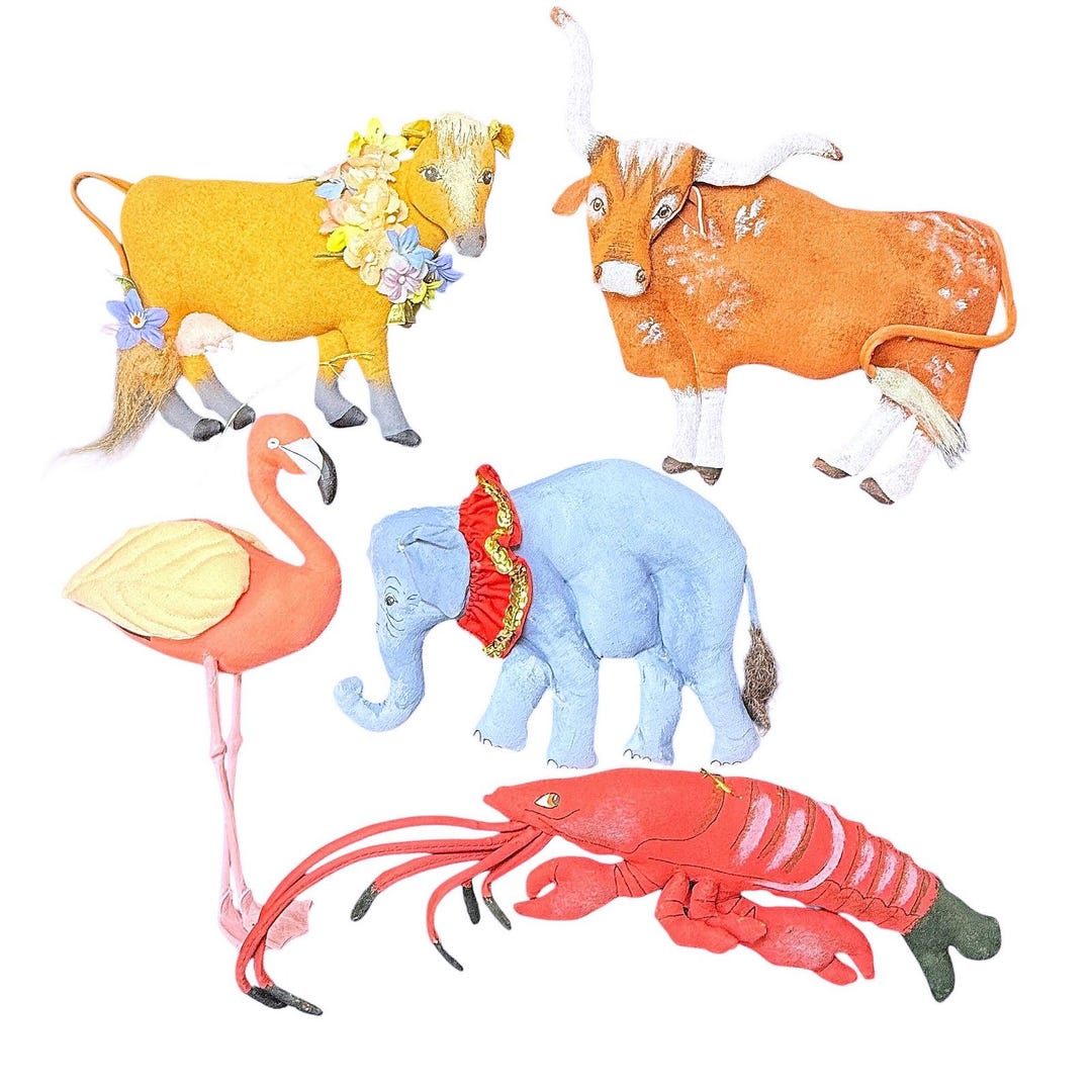 Vintage Gladys Boalt Rare Animal Ornaments Lot of 5 Handmade Artist ...