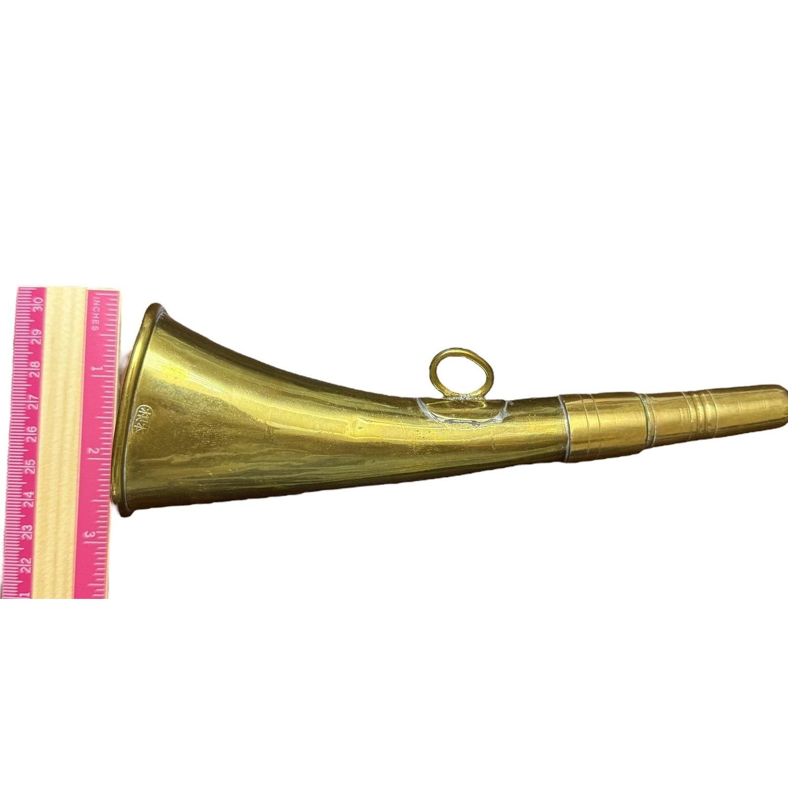 Vintage Brass Fox Hunting Horn Chinese Inscription Military Bugle ...