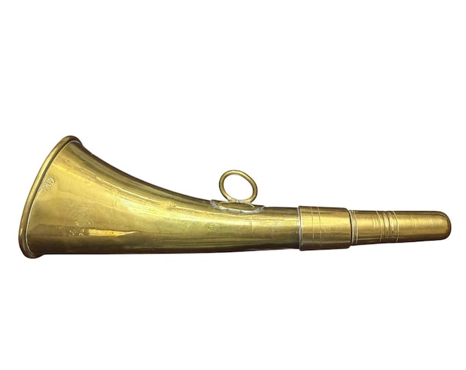 Vintage Brass Fox Hunting Horn Chinese Inscription Military Bugle ...