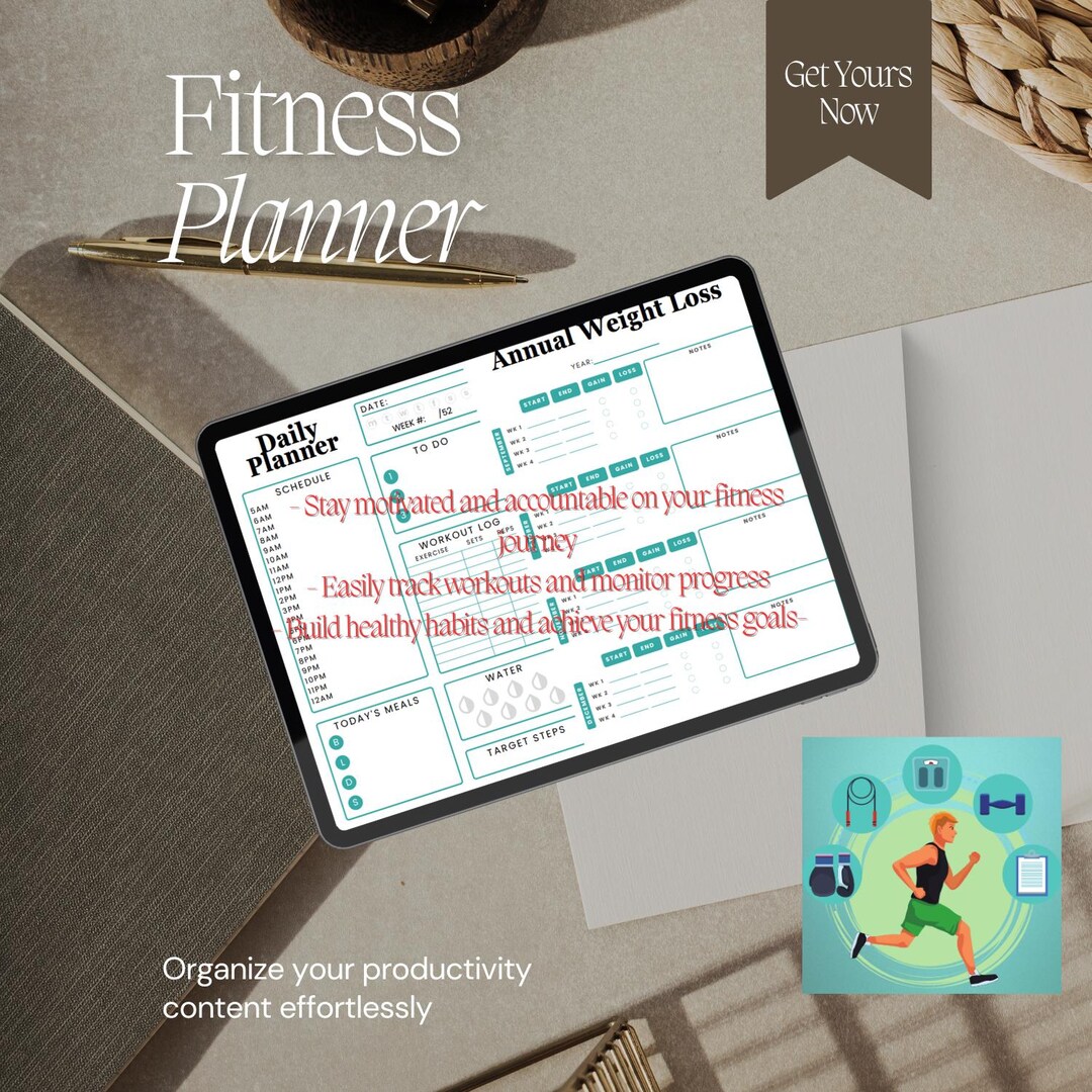 Fitness Planner, Workout Log, Printable Gym Planner, Digital Planner ...